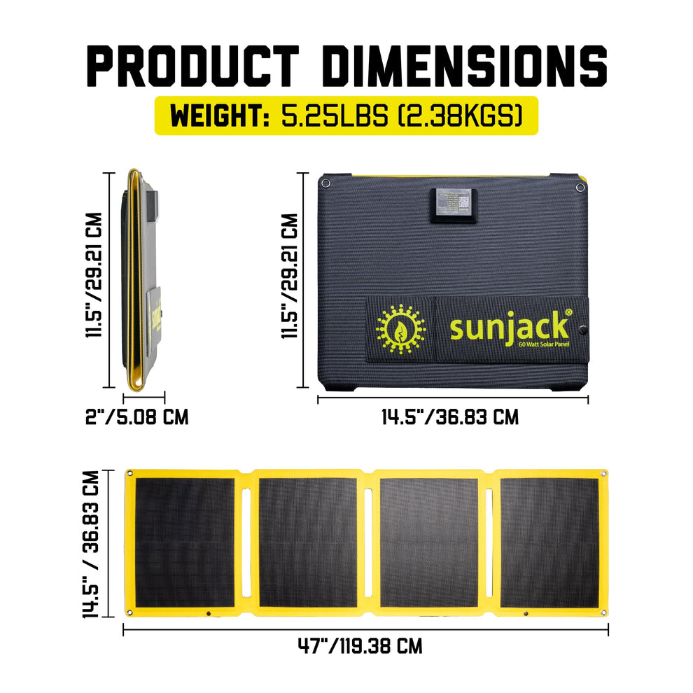 SunJack Waterproof 60W Foldable Solar Charger + Kickstands