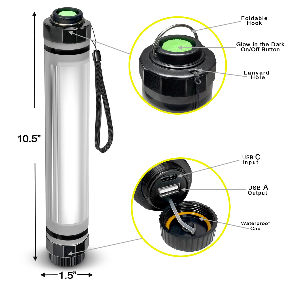 SunJack Rechargeable Waterproof LightStick Camplight™ with Power Bank